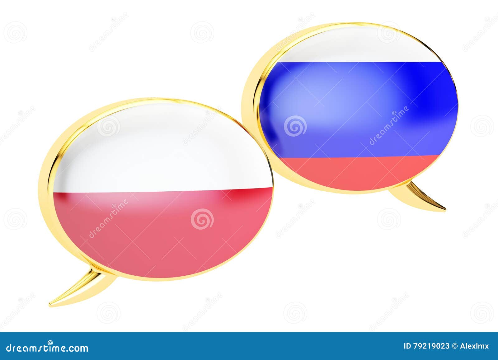 Speech Bubbles, Polish-Russian Translation Concept. 3D Rendering Stock ...