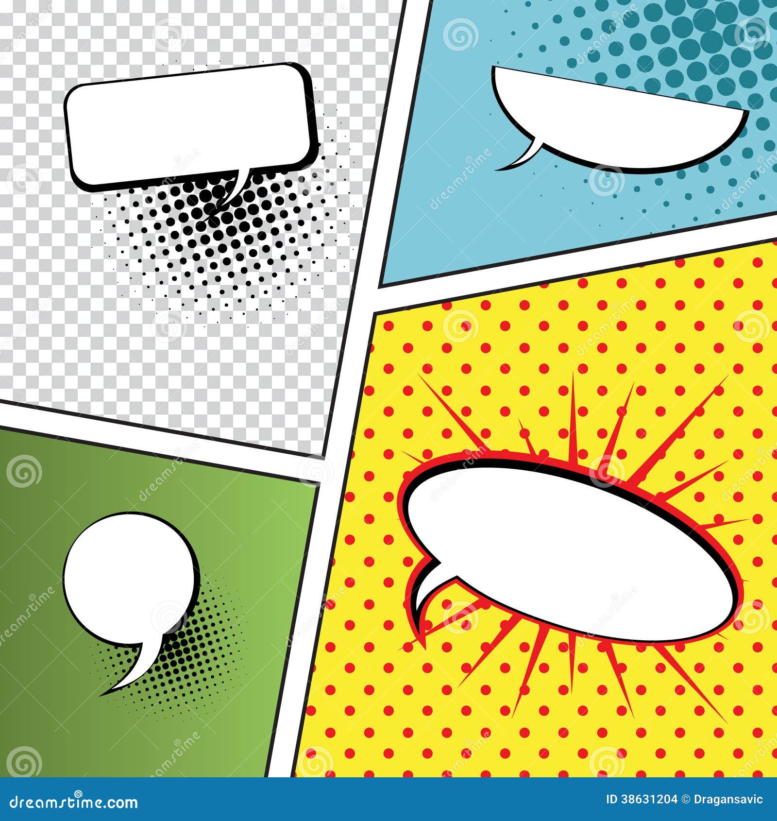 Speech Bubbles in Pop-Art Style Stock Illustration - Illustration of ...