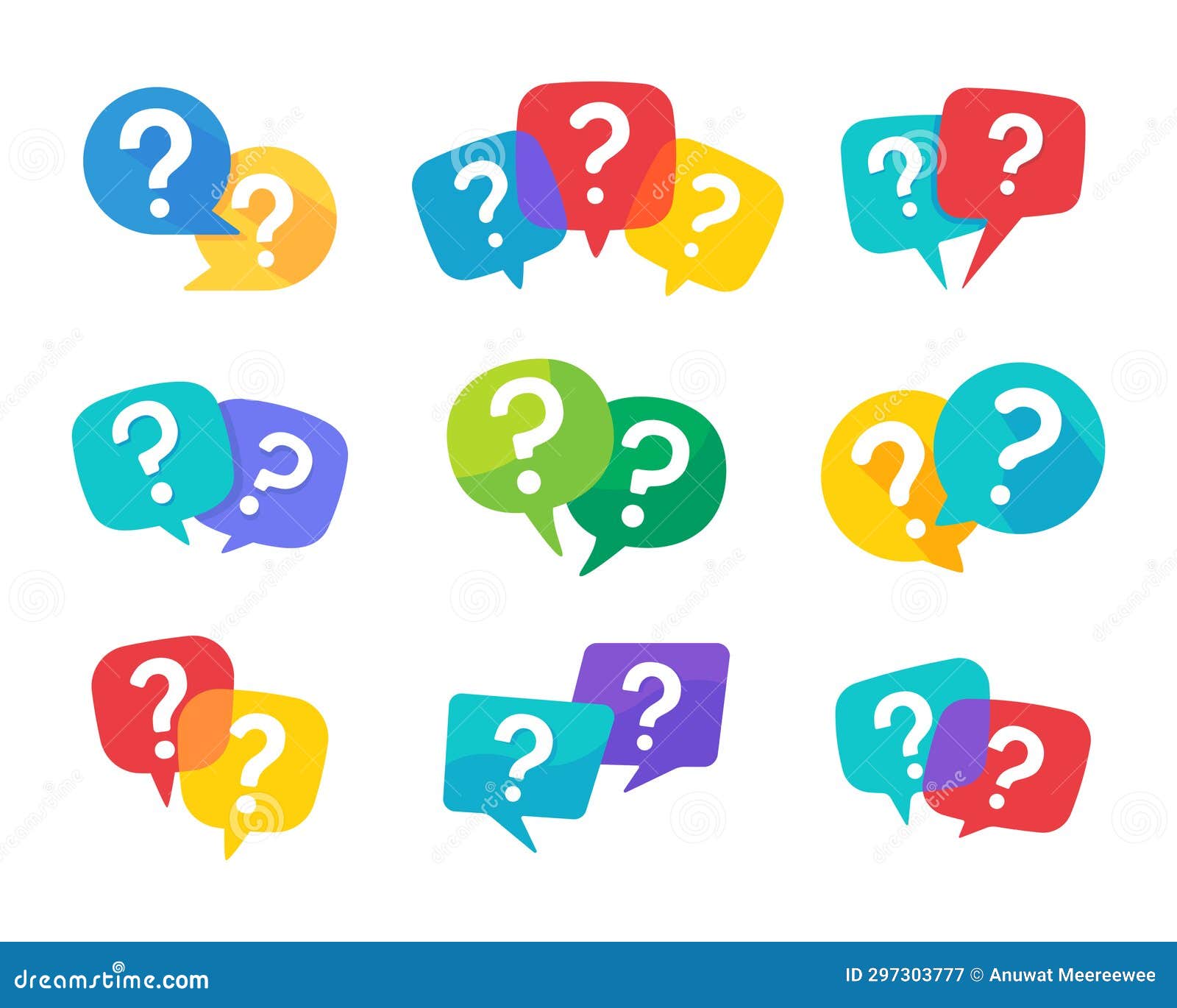 Speech Bubbles with Question Marks Doubt Concept Problem Solving Stock ...