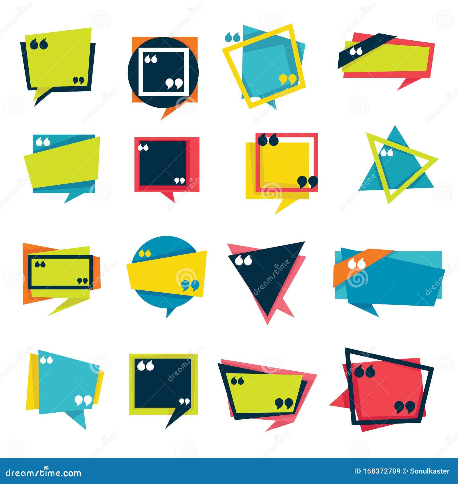 Speech Bubbles and Quotation Mark Isolated Icons, Inverted Comas Stock ...