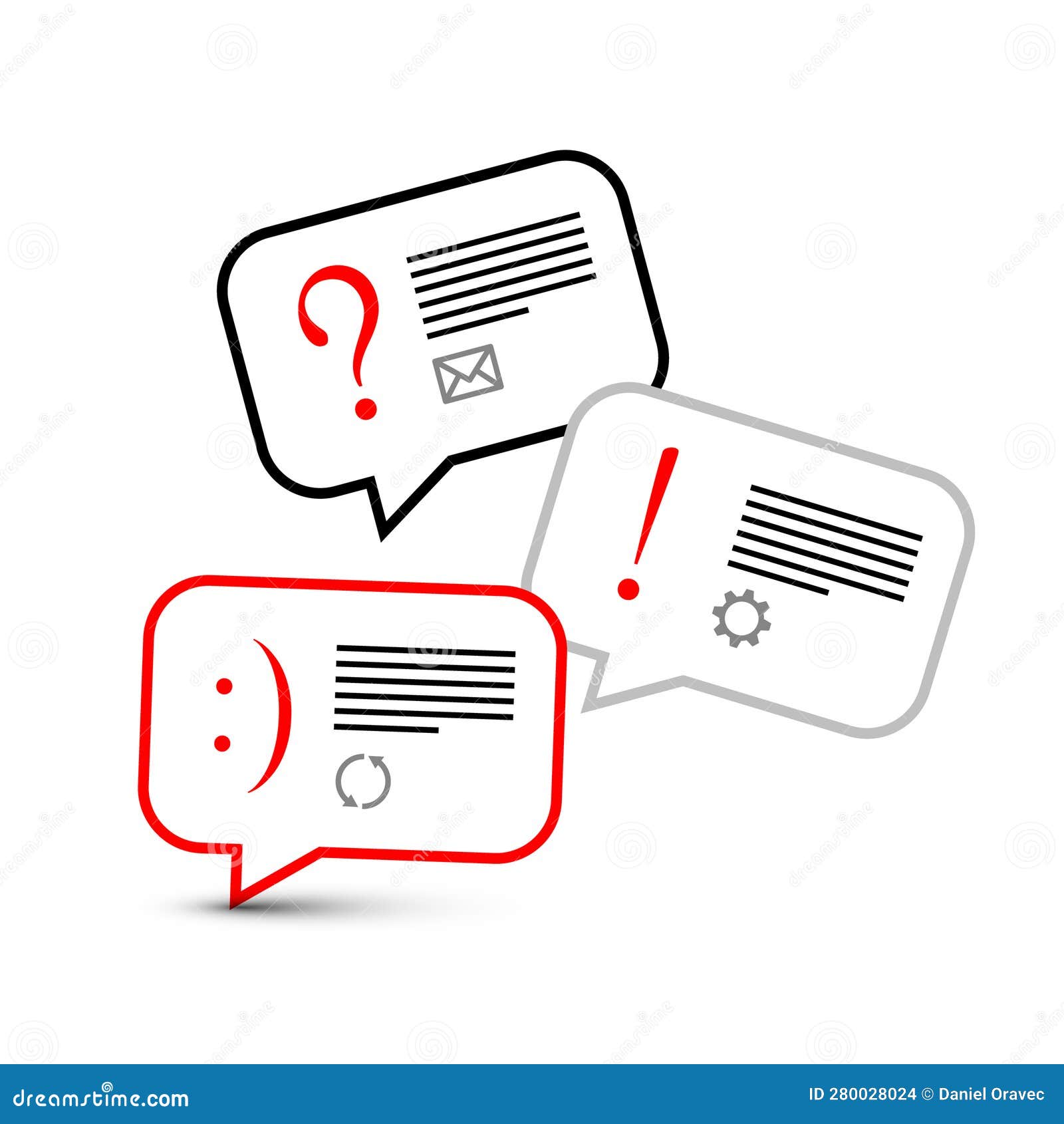 Speech Bubbles with Sample Text and Icons, Internet Dialogue Concept ...