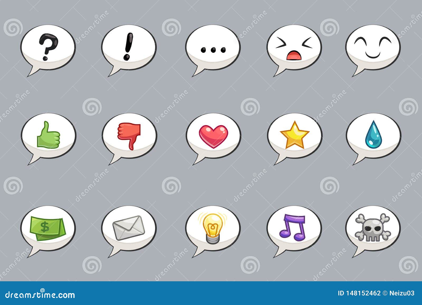 Vector Speech Bubbles Set of Cute Icons for Web and Mobile Application ...