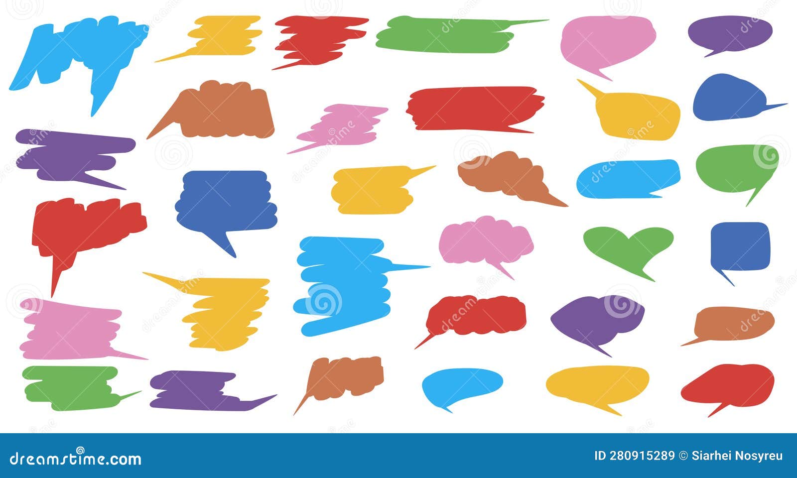 Speech Bubbles, Set of Doodle Frames for Text, Hand Drawn. Colorful ...