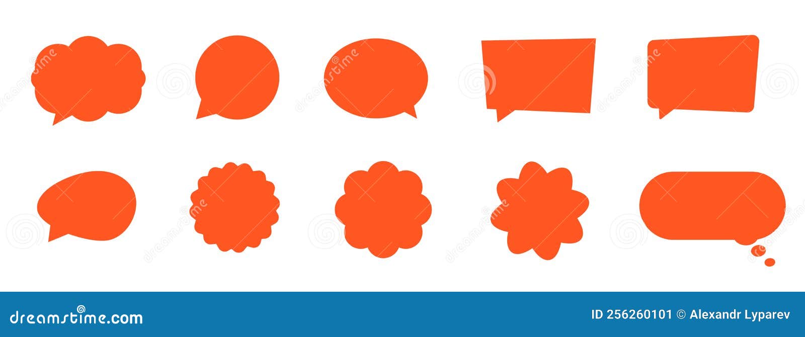 Speech Bubble Set. Modern Web Text Cloud Set. Orange. Stock Vector ...