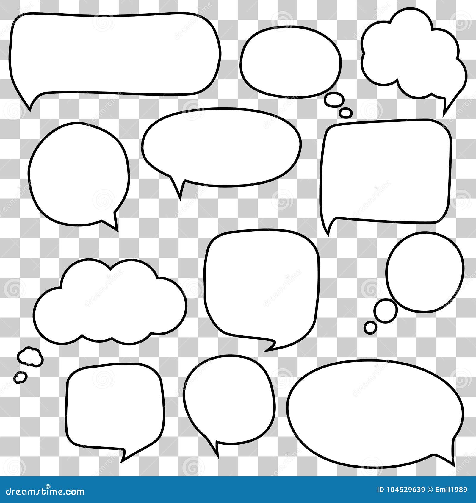 Speech Bubbles Set Isolated on Chess Back Stock Illustration ...