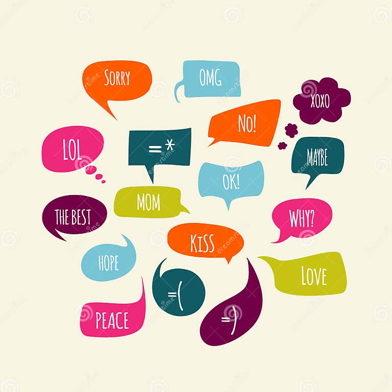 Speech Bubbles Set with Messages. Stock Vector - Illustration of think ...