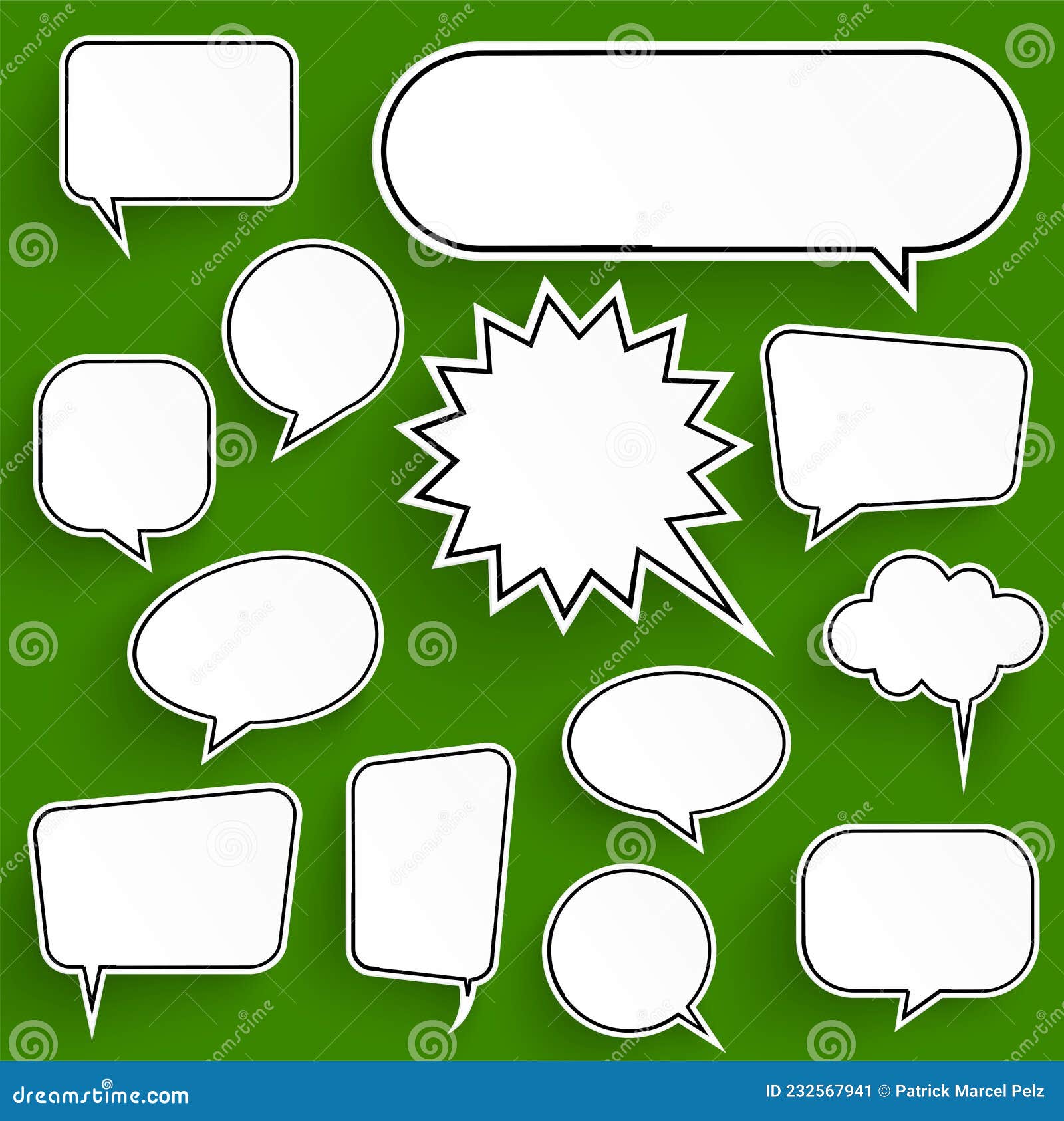 Speech Bubbles with Shadow Collection Stock Vector - Illustration of ...