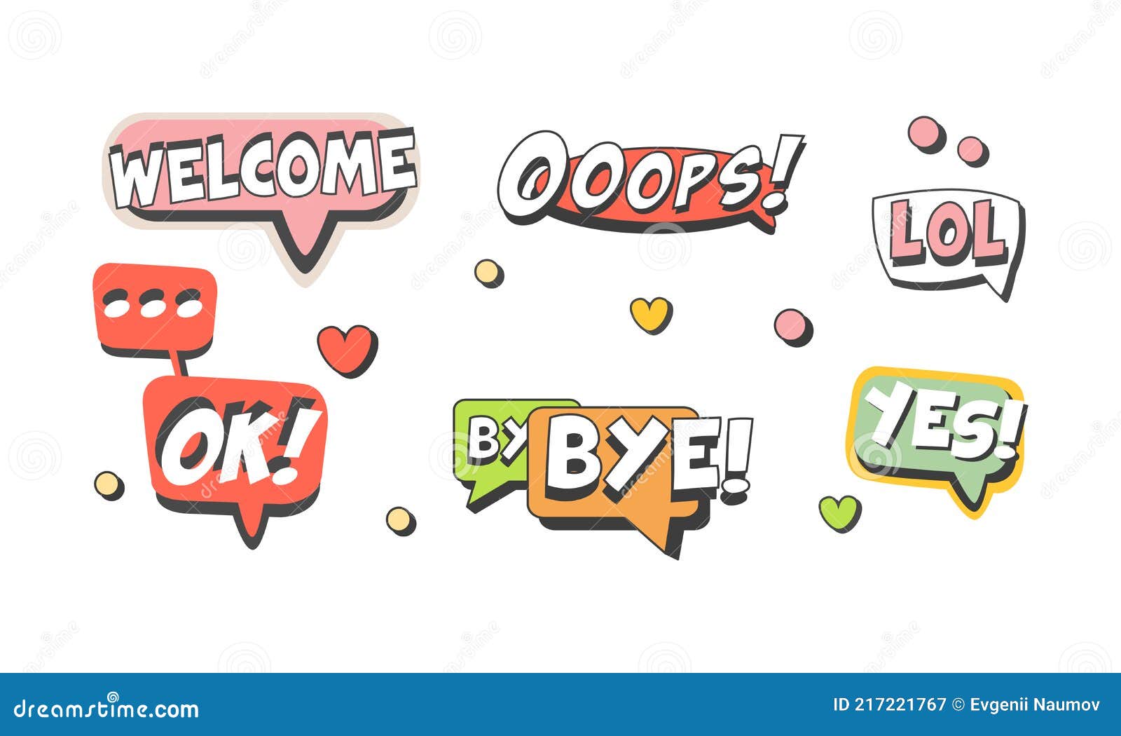 Speech Bubbles with Short Messages As Comic Element Vector Set Stock ...