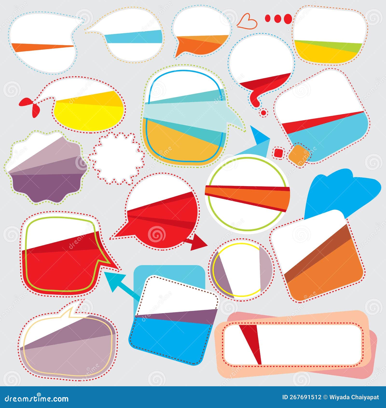 Speech Bubbles and Signs for Text in Bright Colors Stock Illustration ...