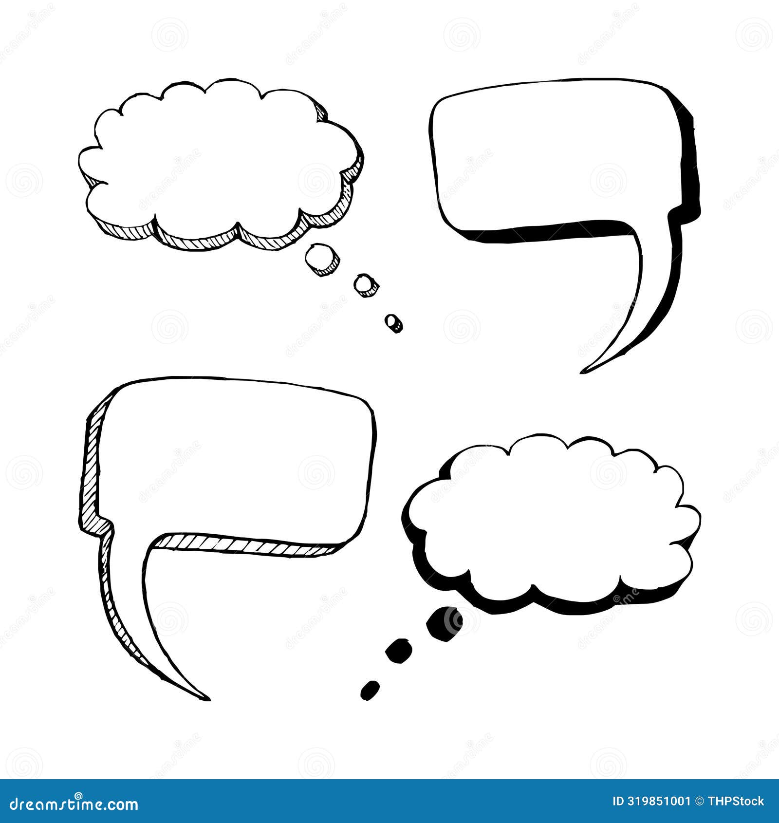Speech Bubbles Sketch Vector Set Stock Vector - Illustration of sketch ...