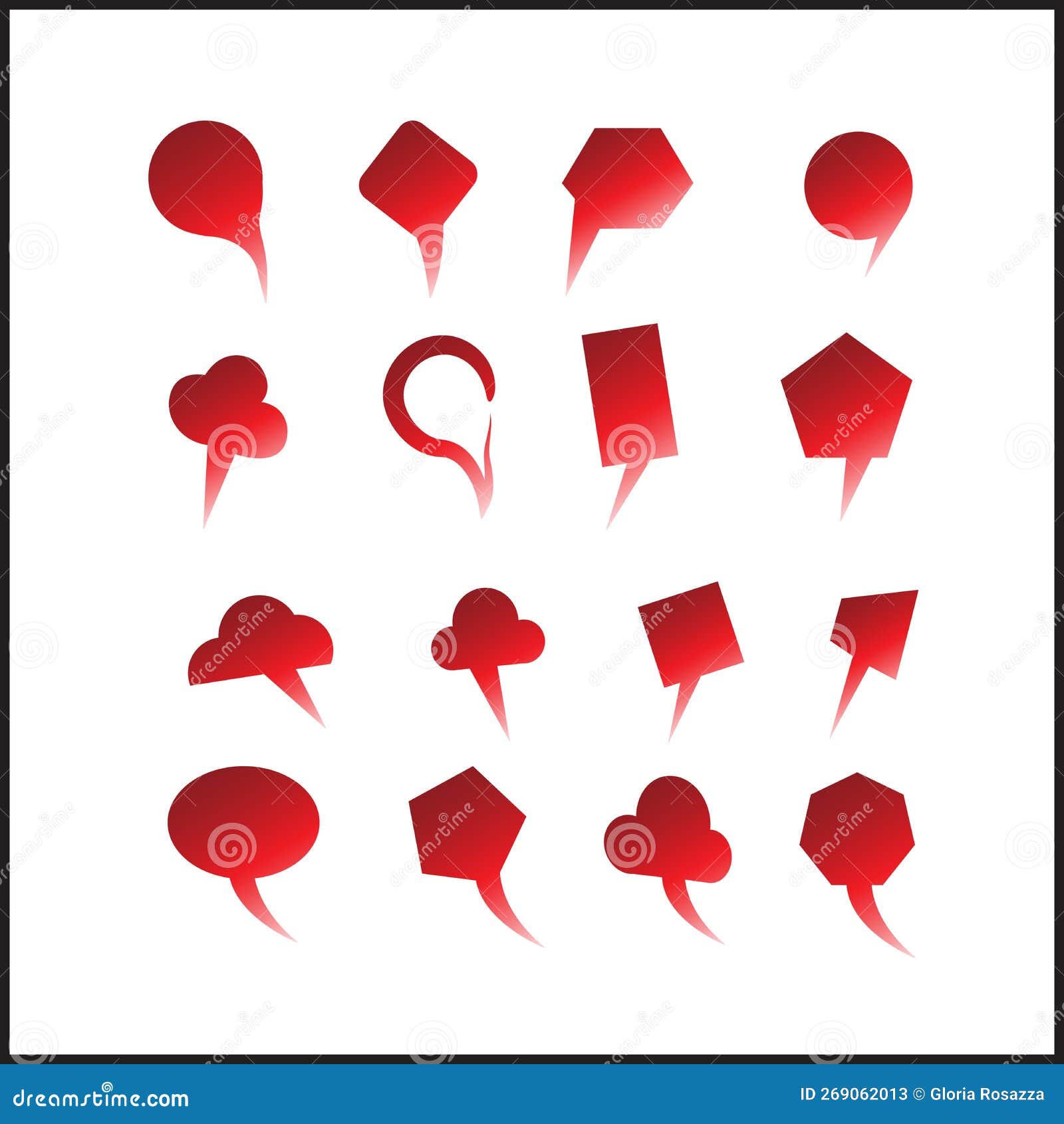 Speech Bubbles Talk Conversation Red Set Icons Vector Stock Vector ...