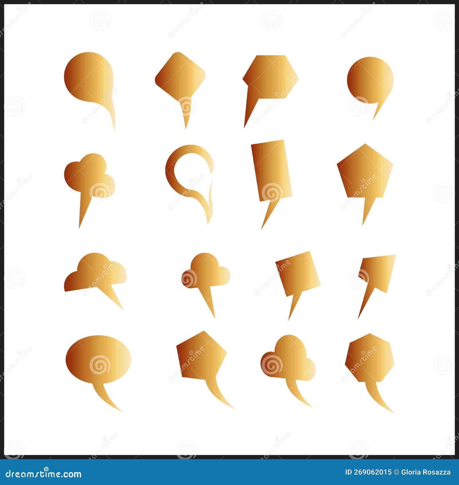 Speech Bubbles Talk Conversation Gold Set Icons Vector Stock Vector ...