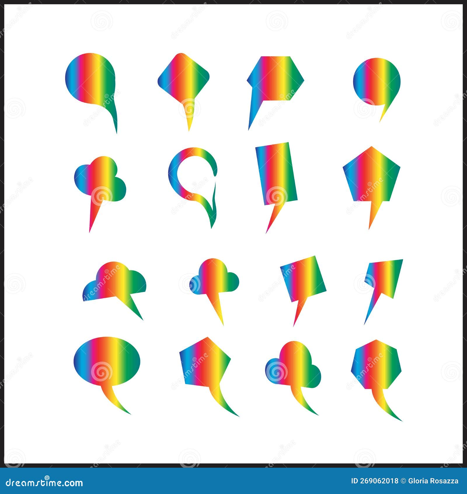 Speech Bubbles Talk Conversation Rainbow Set Icons Vector Stock Vector ...