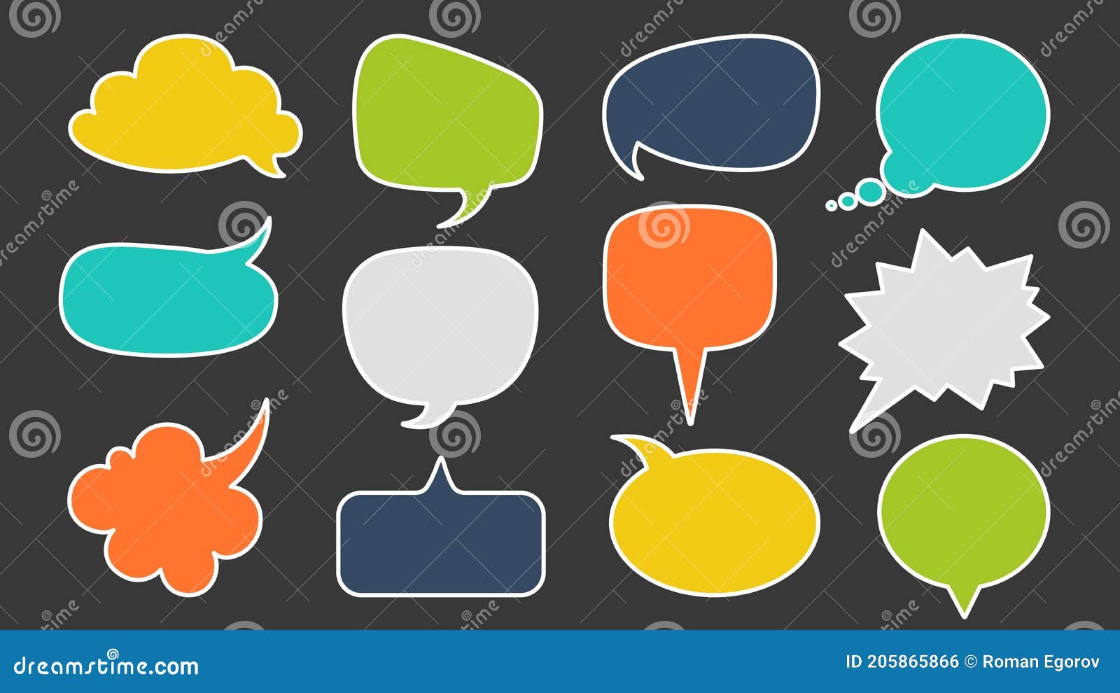 Speech Bubbles for Text. Dialogue Talk Comic Colorful Empty Clouds ...