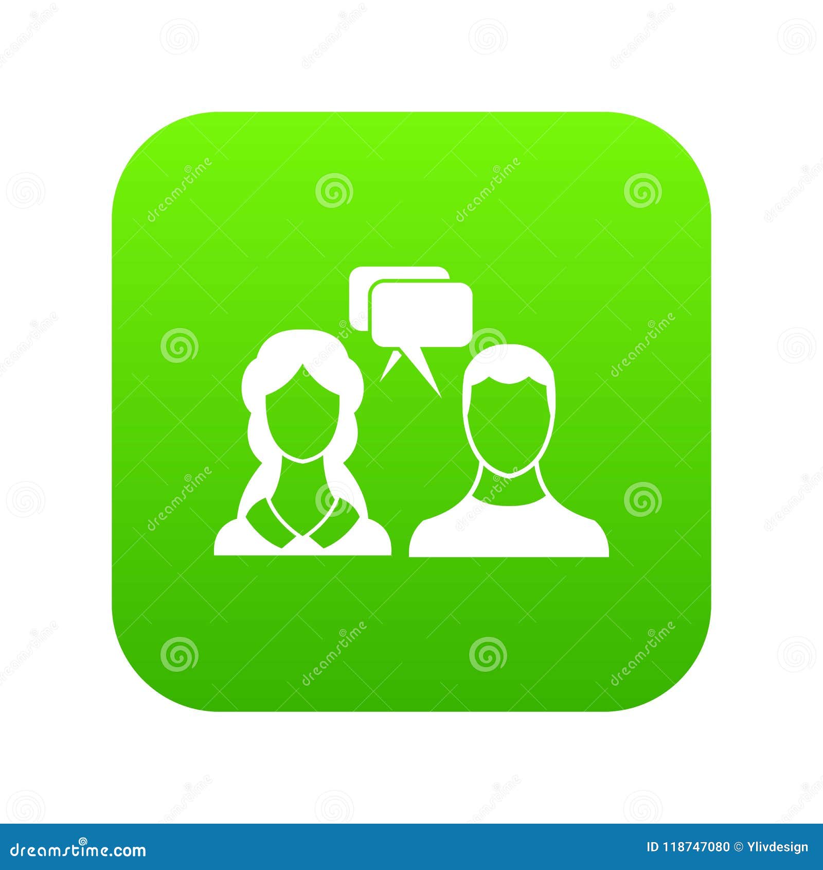 Speech Bubbles with Two Faces Icon Digital Green Stock Vector ...