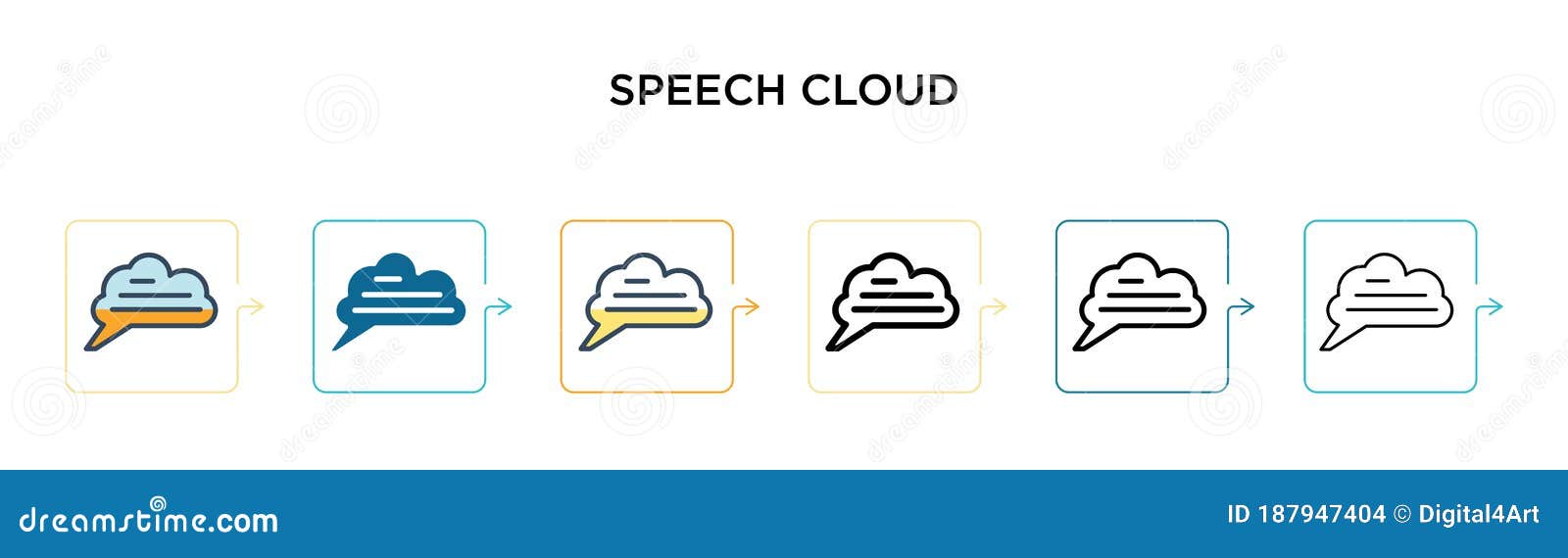 Speech Cloud Vector Icon in 6 Different Modern Styles. Black, Two ...
