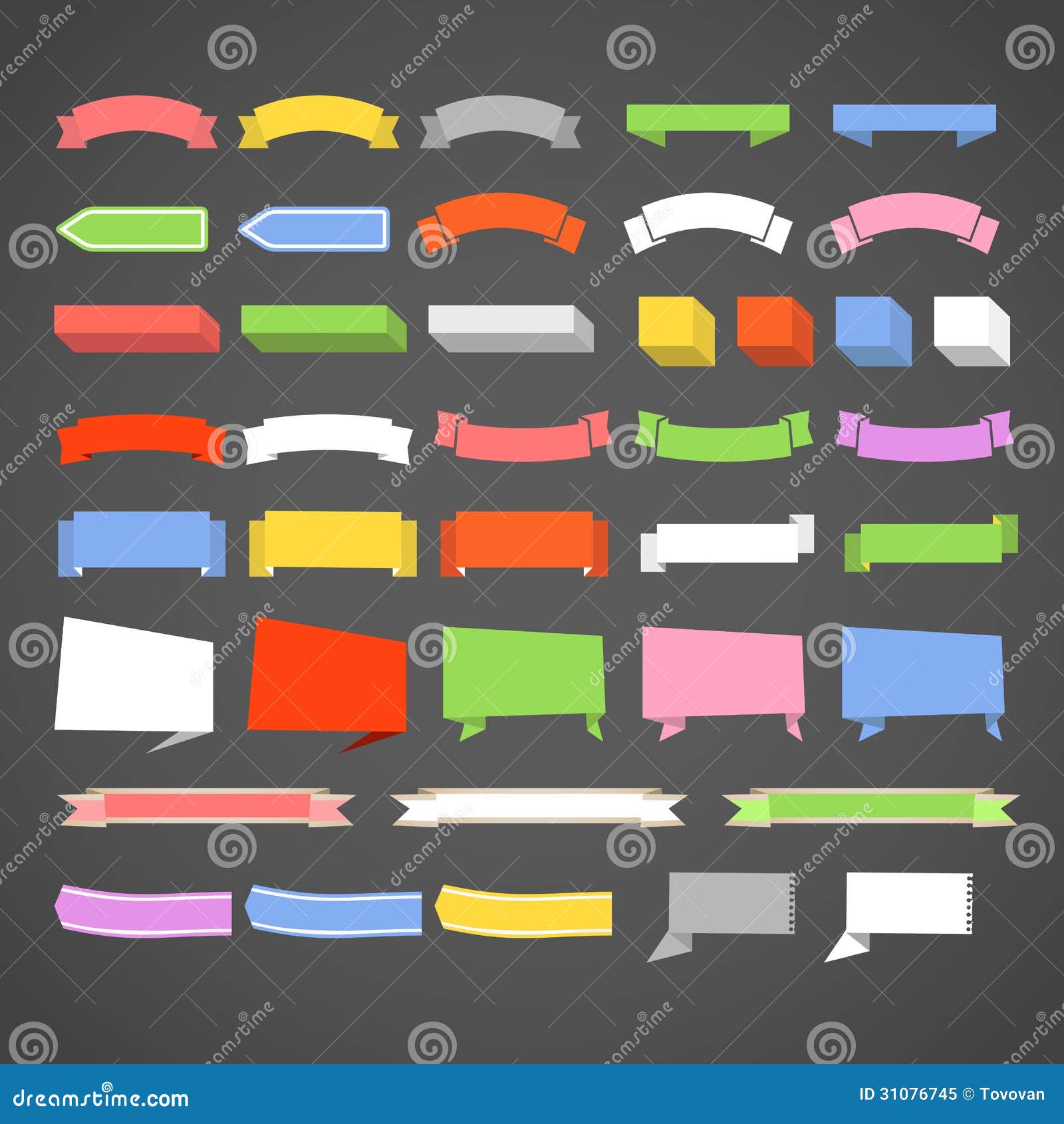 Speech Clouds Ribbons and Banners Stock Vector - Illustration of label ...