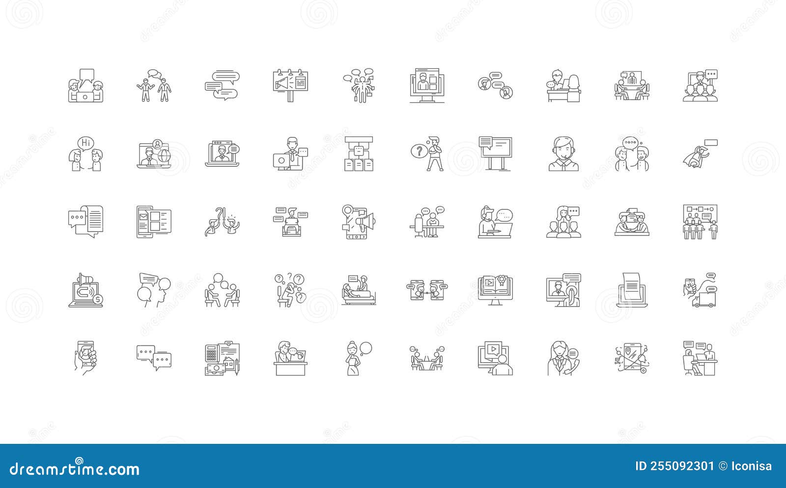 Speech Concept Illustration, Linear Icons, Line Signs Set, Vector ...