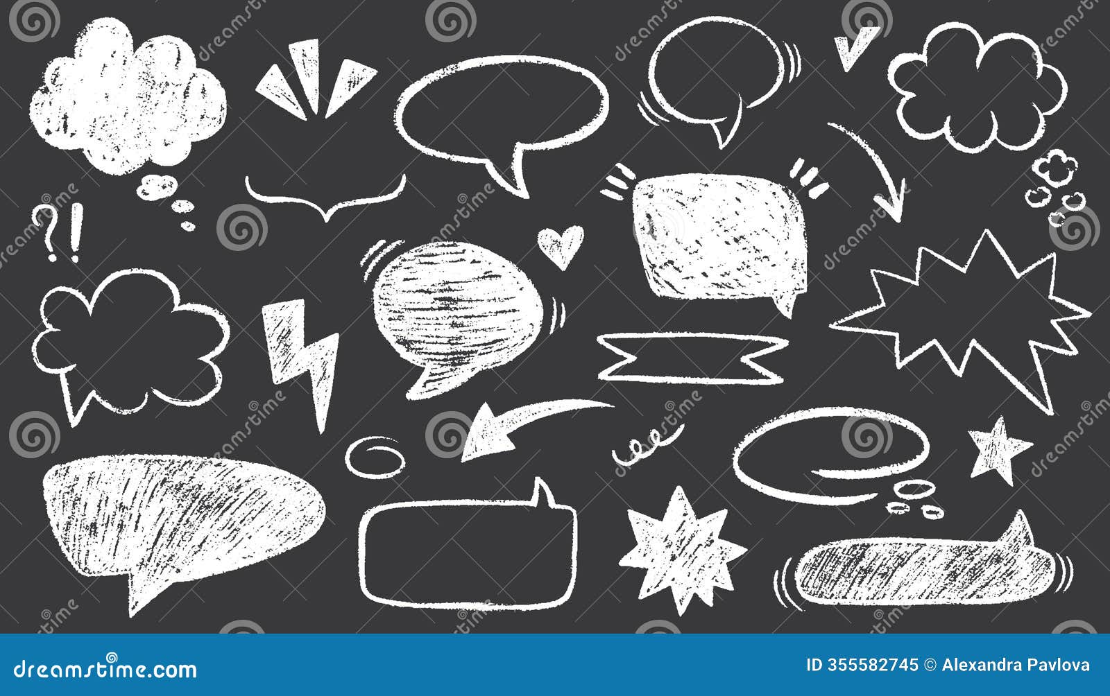 Crayon Frame Speech Bubble Set. Set of Text Boxes and Speech Bubbles ...