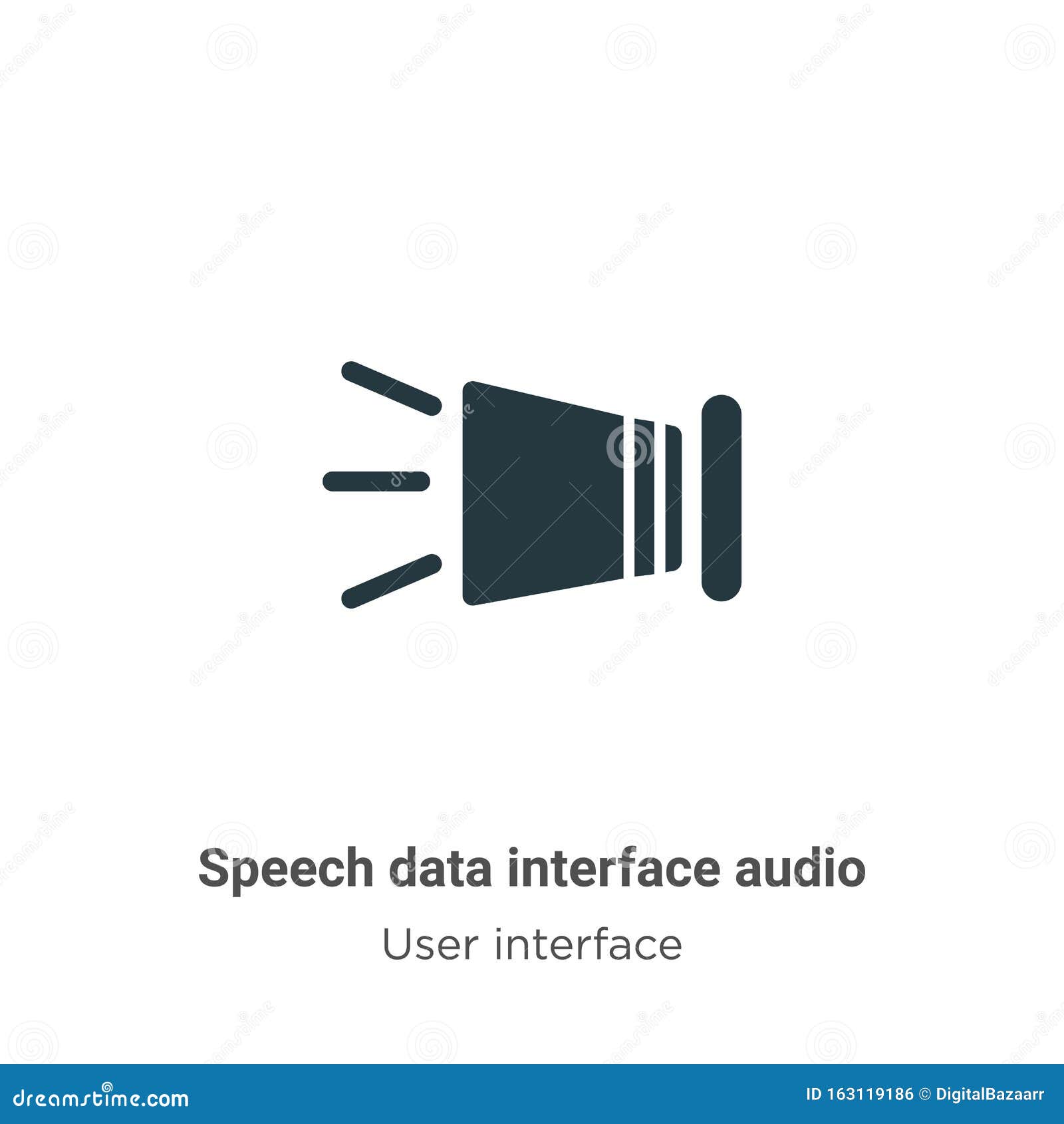 Speech Data Interface Audio Vector Icon on White Background. Flat ...