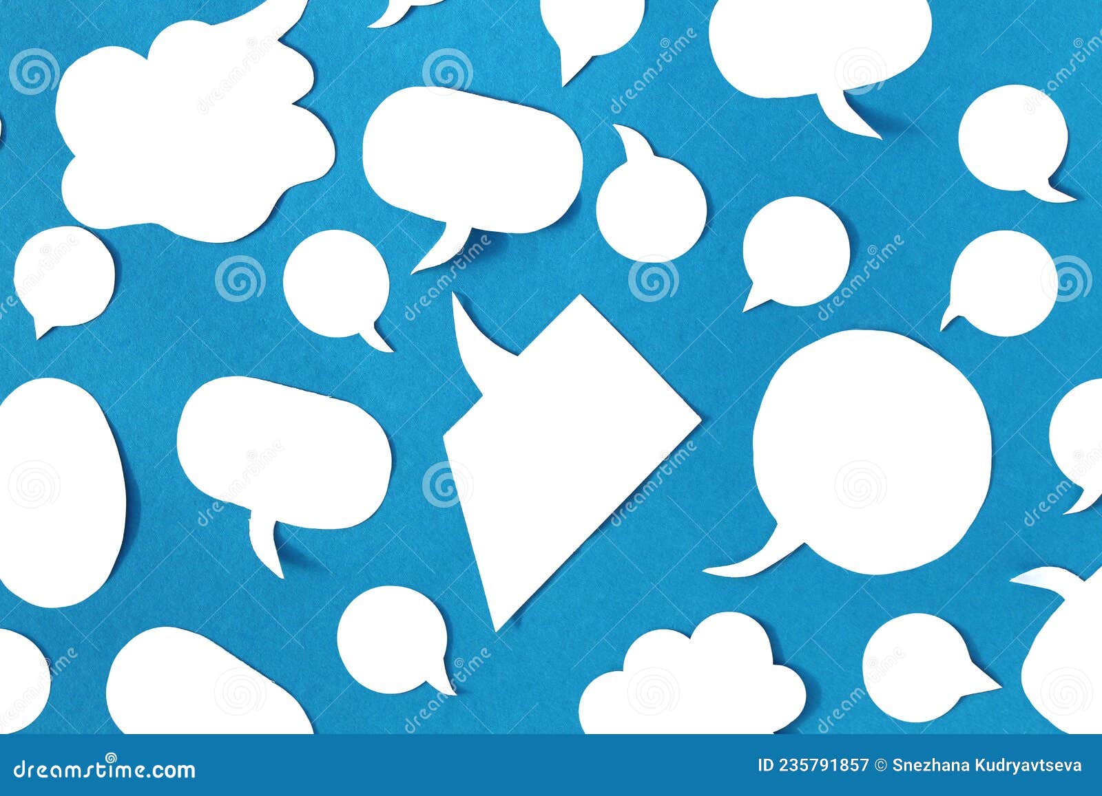 A Texture of Different White Bubbles for Thoughts on a Blue Background ...