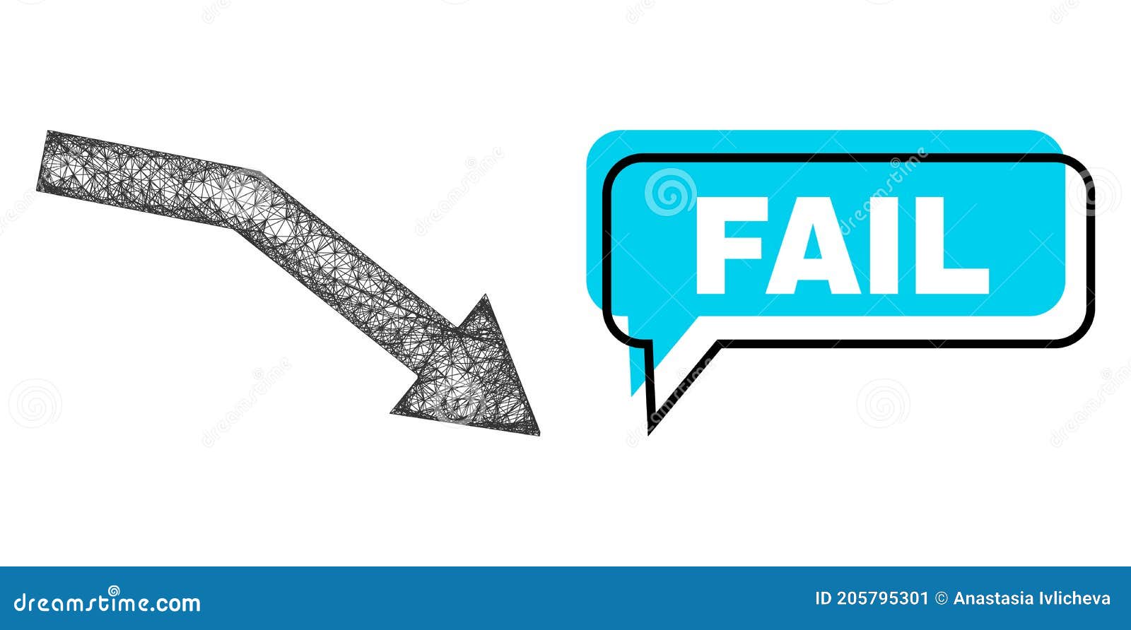 Shifted Fail Speech Frame and Hatched Fail Trend Icon Stock Vector ...