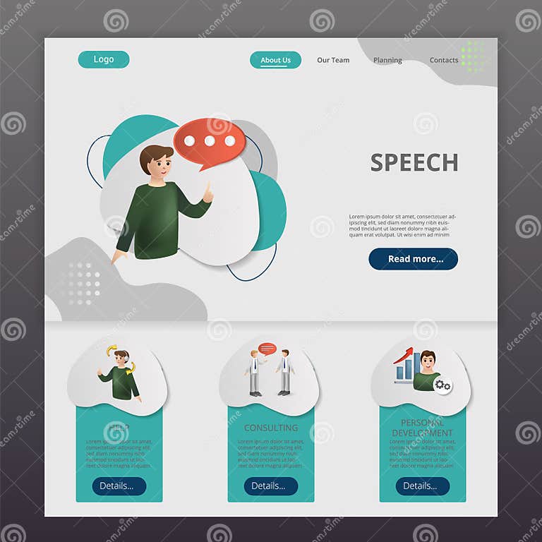 Speech Flat Landing Page Website Template. Help, Consulting, Personal ...