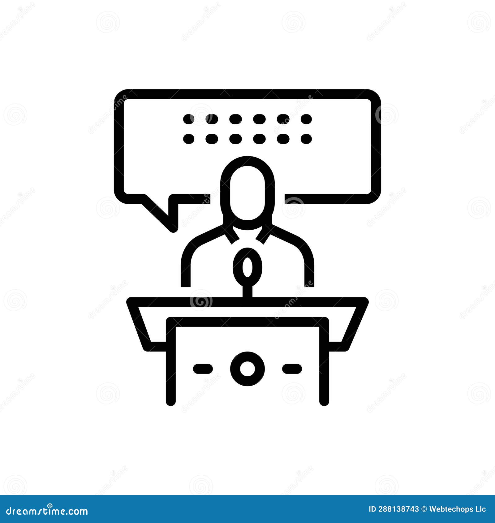 Black Line Icon for Speech, Speaker and Podium Stock Vector ...