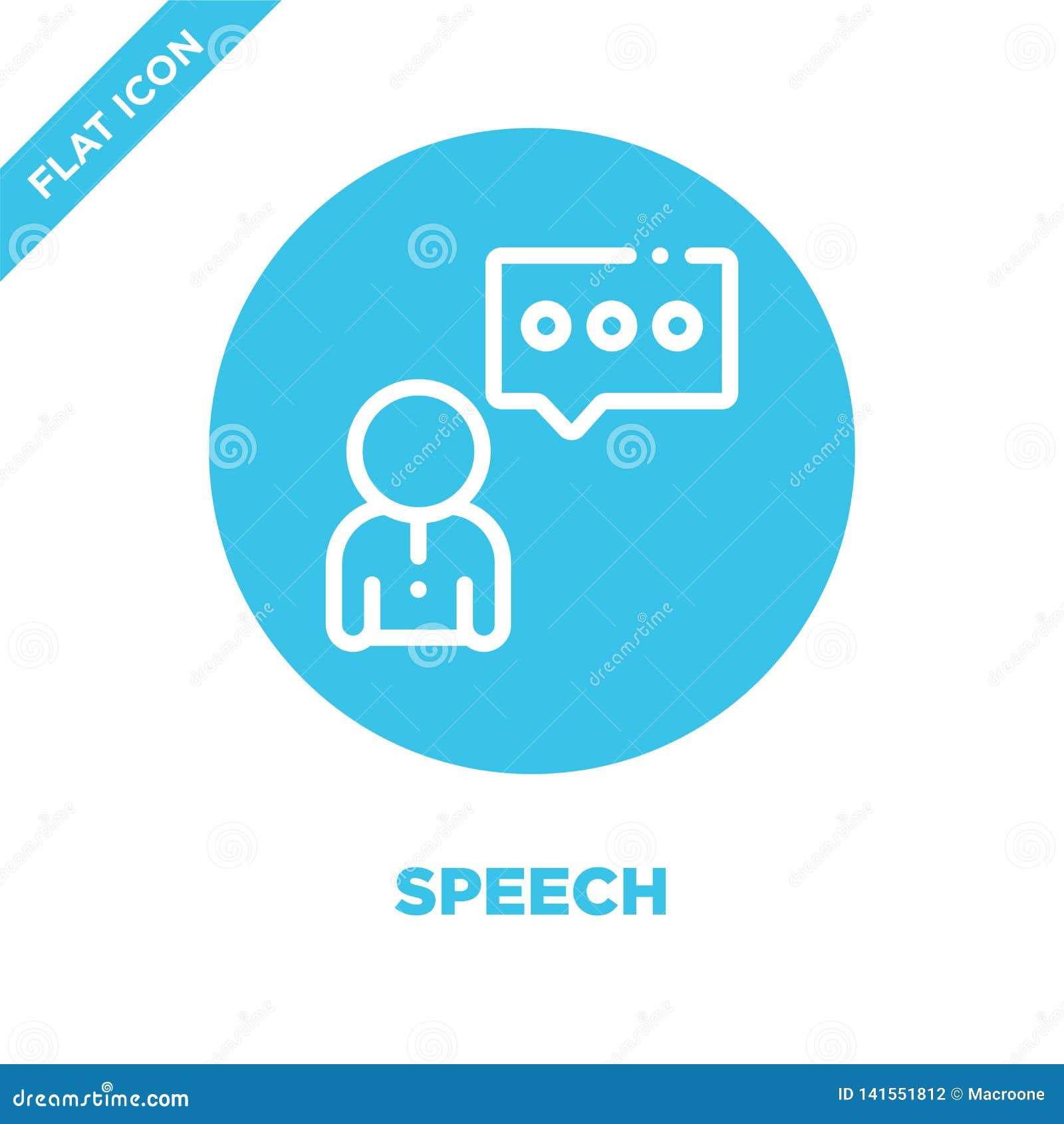 Speech Icon Vector. Thin Line Speech Outline Icon Vector Illustration ...
