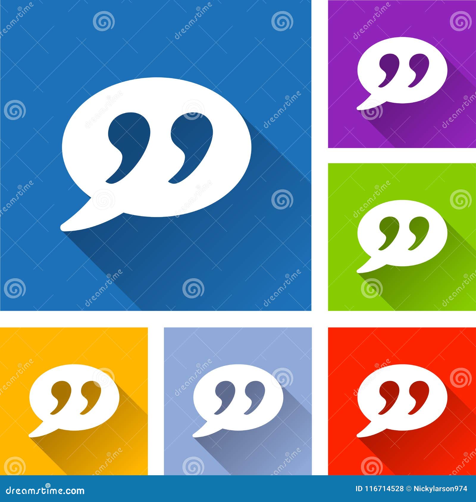 Speech Icons with Long Shadow Stock Vector - Illustration of request ...