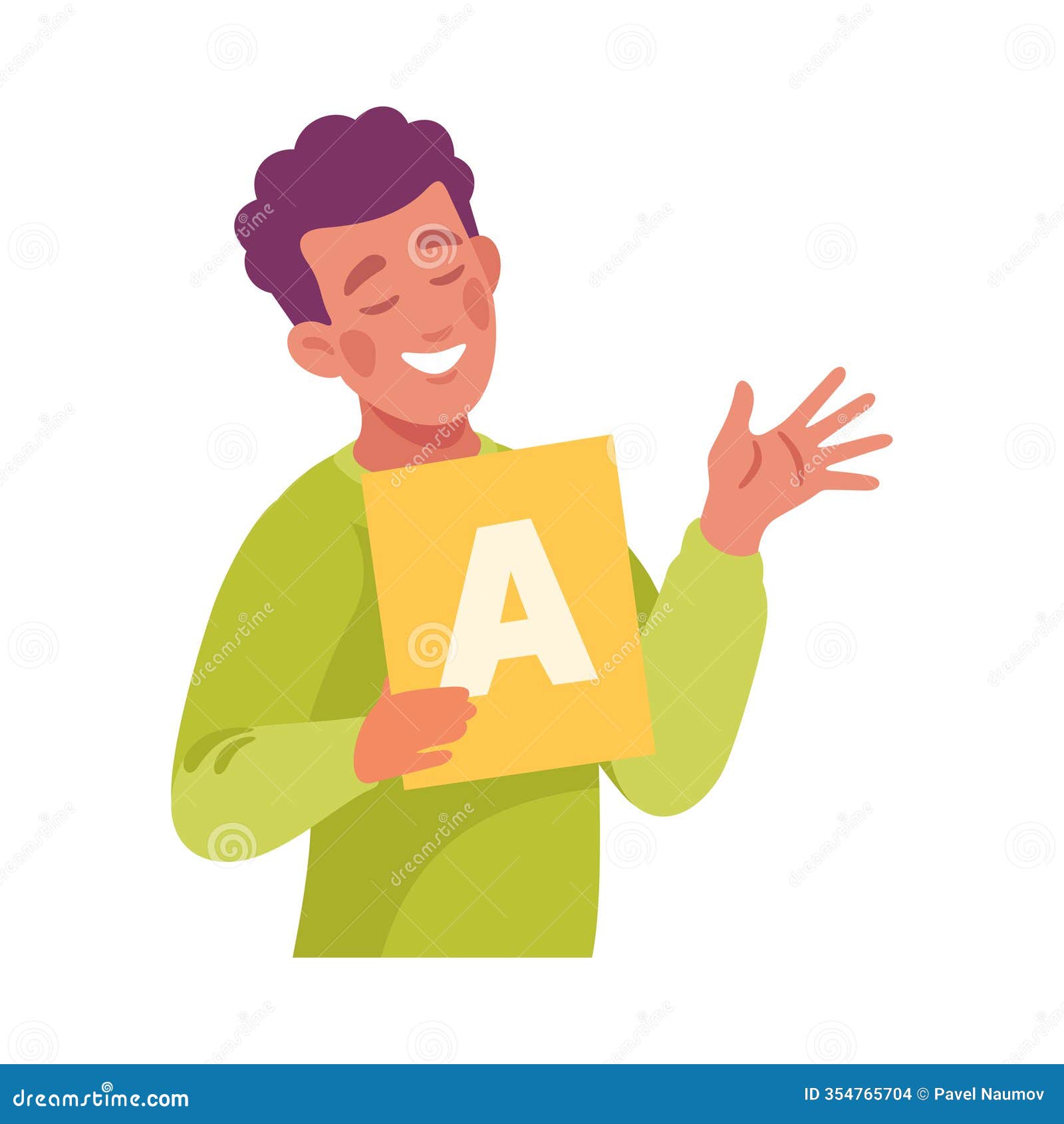 Speech With Teacher Explaining Alphabet To Little Girl Vector ...