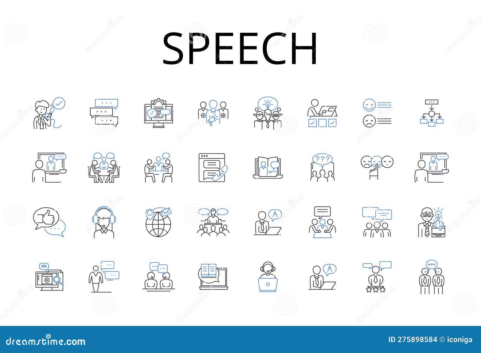 Speech Line Icons Collection. Delivery, Oratory, Discourse ...