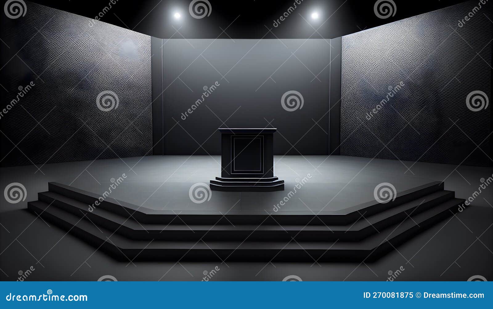 A Speech Podium with Lighting Set Stage with Walking Steps in a ...