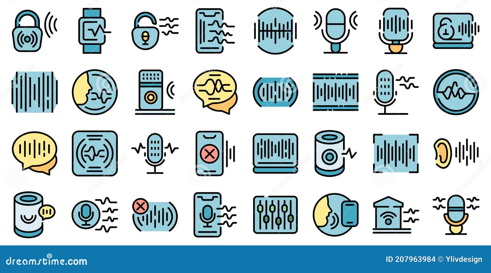 Speech Recognition Icons Set Vector Flat Stock Illustration ...