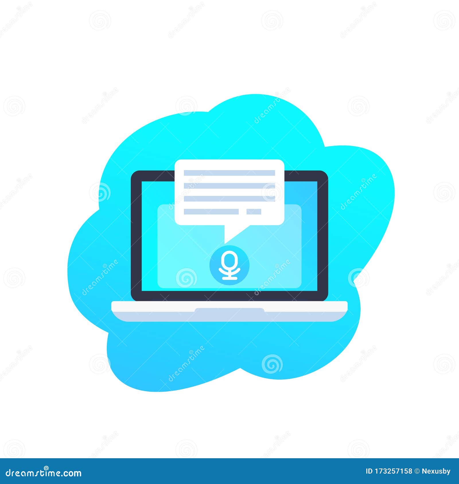 Speech Recognition in Laptop Computer Vector Icon Stock Vector ...