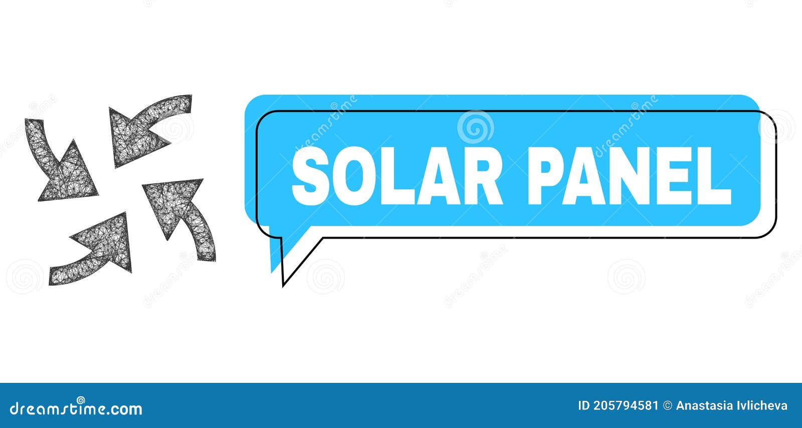 Shifted Solar Panel Message Frame and Net Cyclone Arrows Icon Stock ...
