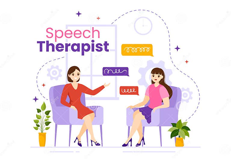 Speech Therapist Vector Illustration with People Training Basic ...