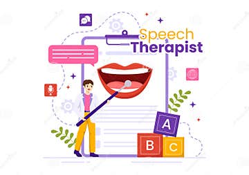 Speech Therapist Vector Illustration with People Training Basic ...