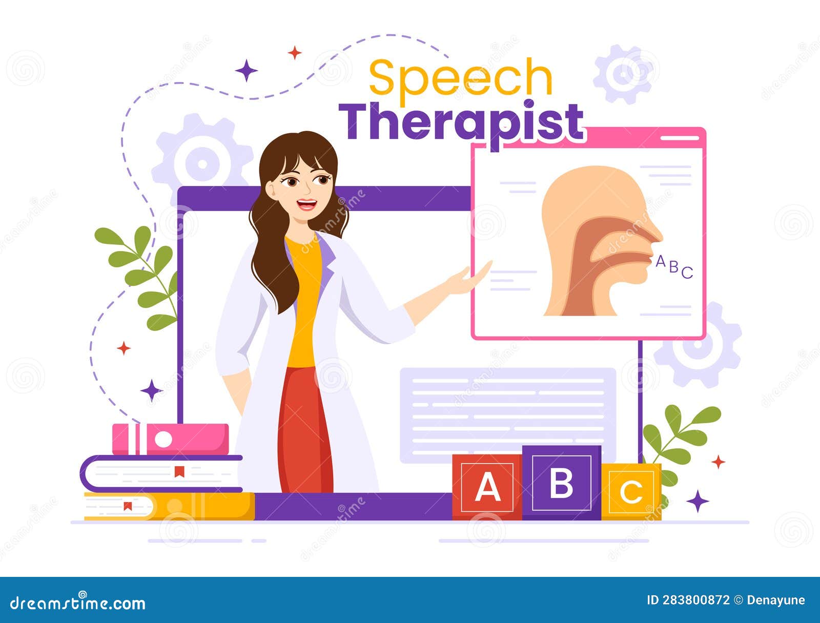 Speech Therapist Vector Illustration With People Training Basic Language Skills And Articulation ...