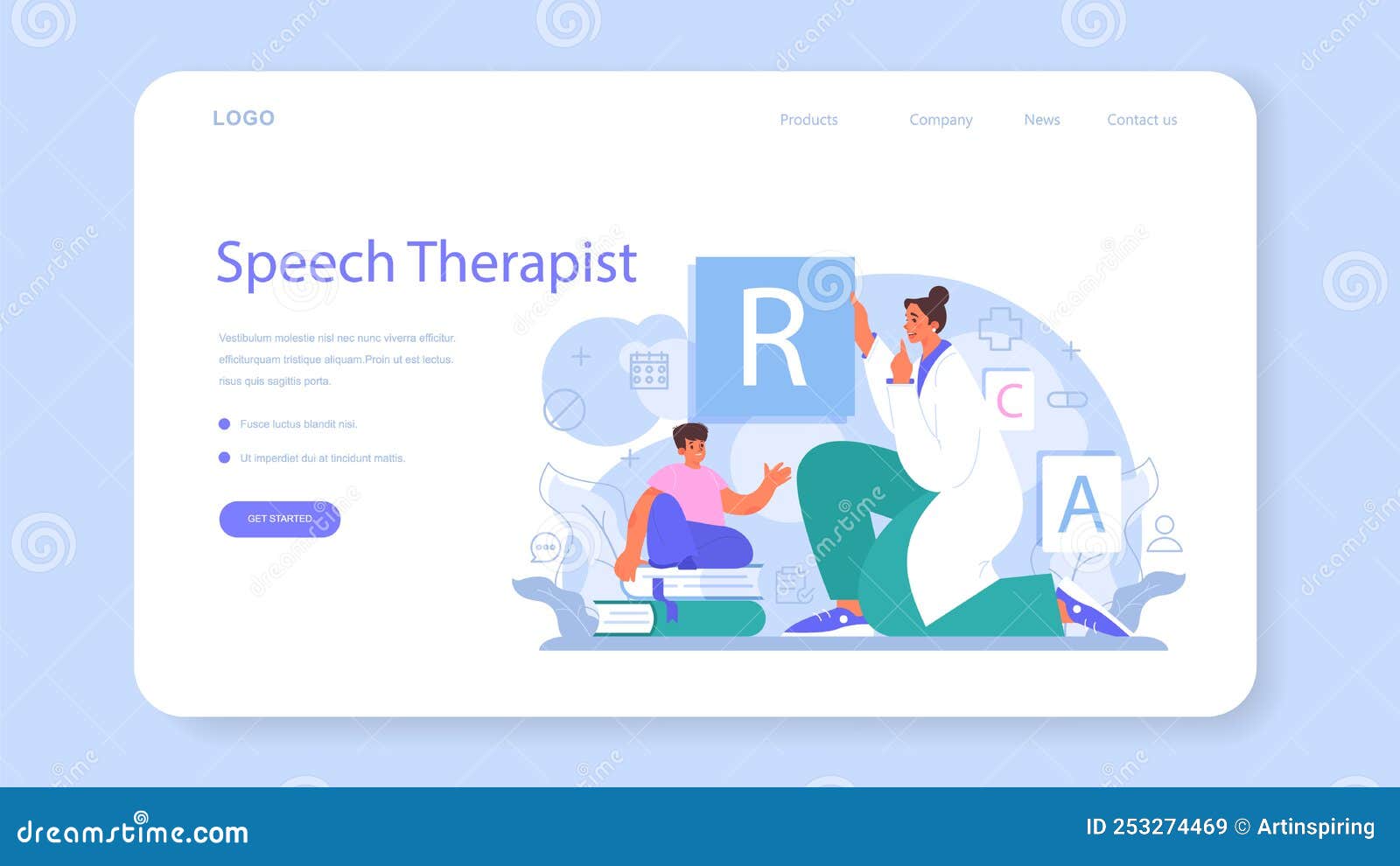 Speech Therapist Web Banner or Landing Page. Didactic Correction Stock ...