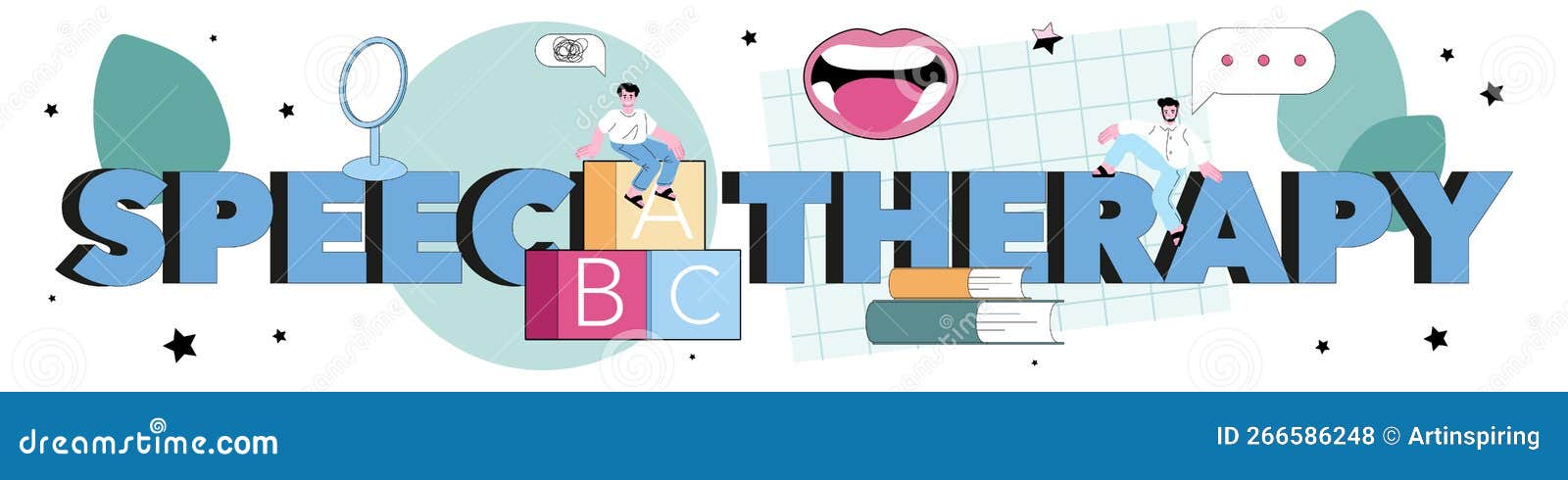 Speech Therapy Typographic Header. Didactic Correction and Speech Stock ...