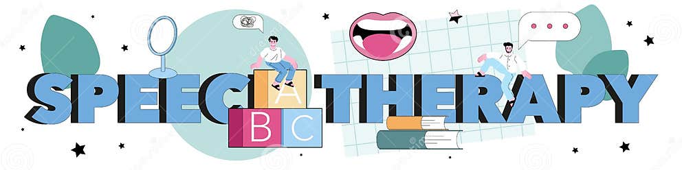 Speech Therapy Typographic Header. Didactic Correction and Speech Stock ...