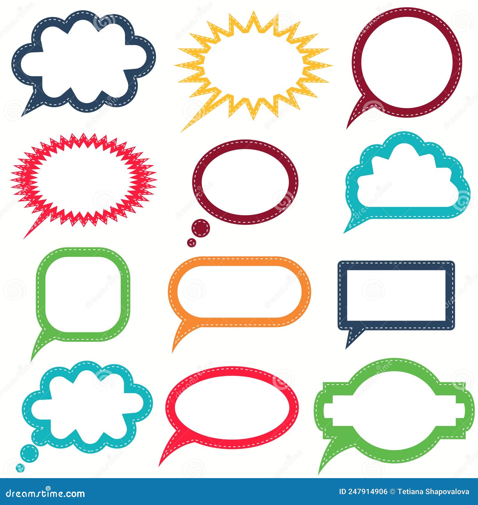 Speech and Thought Blobs Color Set Stock Illustration - Illustration of ...