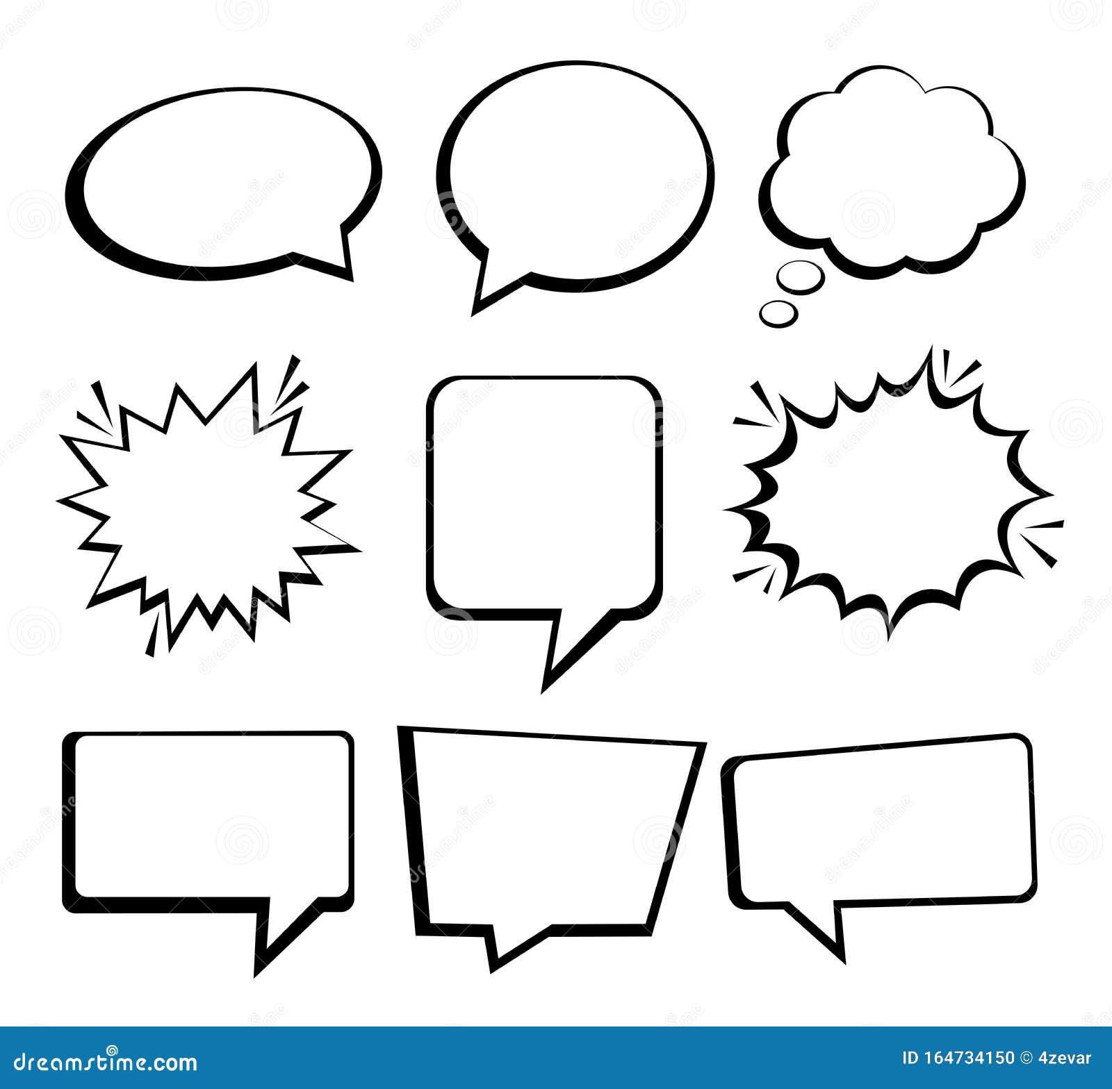 Speech or Thought Bubbles. Retro Empty Speech Bubbles Set 9 in 1 ... Speech or Thought Bubbles. Retro Empty Speech Bubbles Set 9 in 1 ...