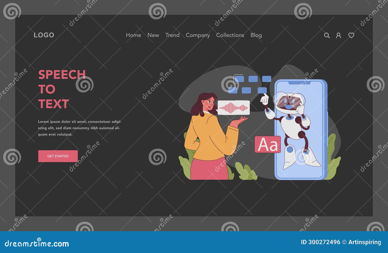 Speech To Text Concept. Flat Vector Illustration Stock Vector ...