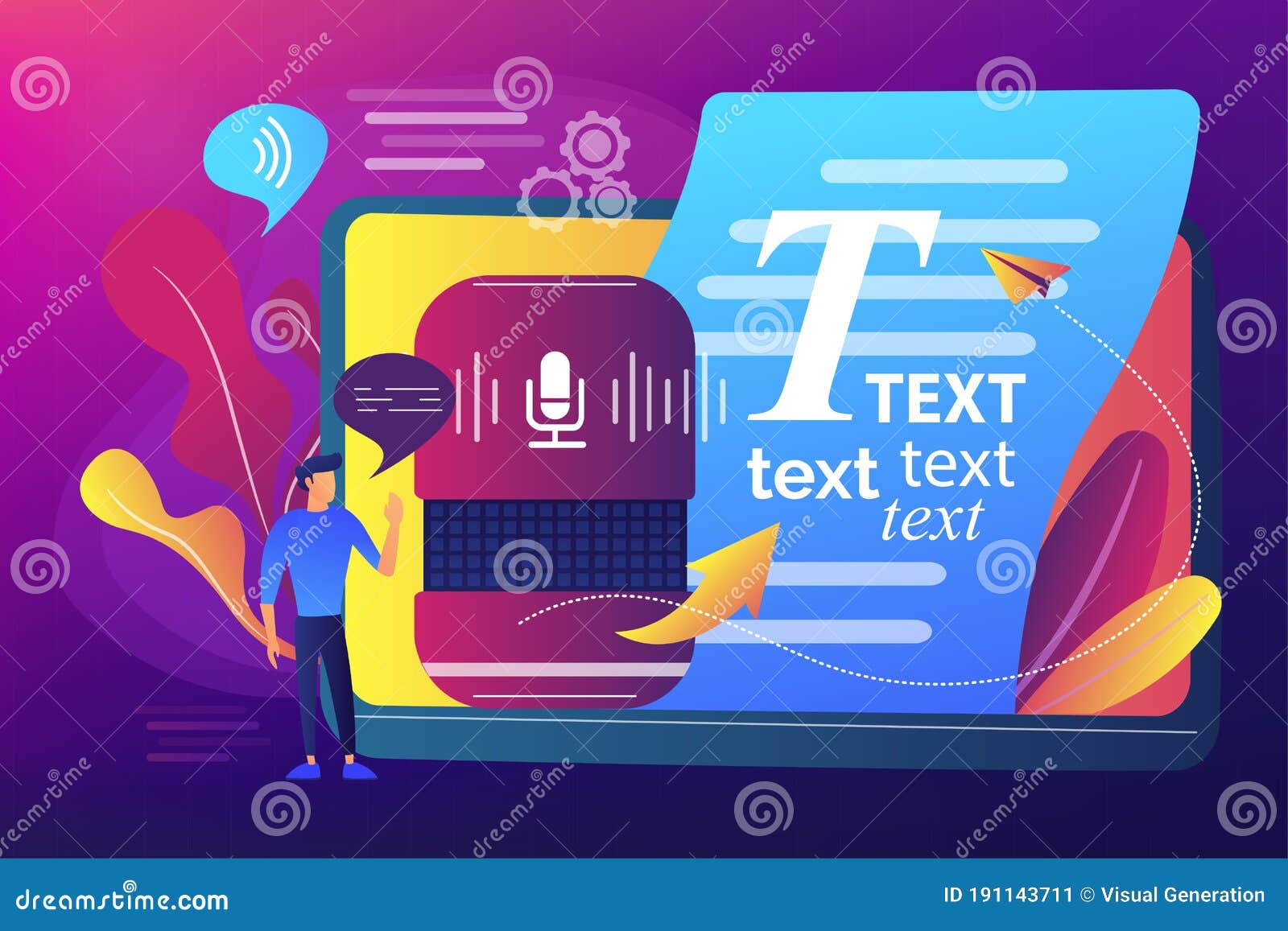 Speech To Text Concept Vector Illustration Stock Vector - Illustration ...