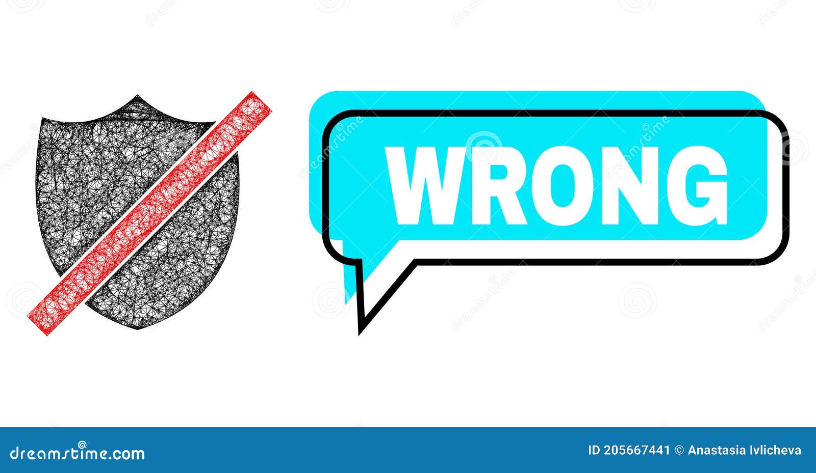 Shifted Wrong Chat Balloon and Network Wrong Shield Icon Stock Vector ...