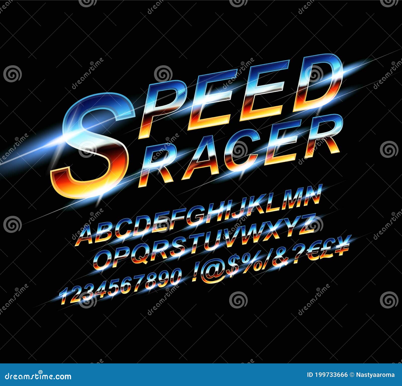 Speed alphabet font. stock vector. Illustration of poster - 199733666