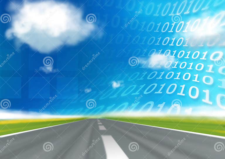 Speed binary code highway stock illustration. Illustration of direction ...