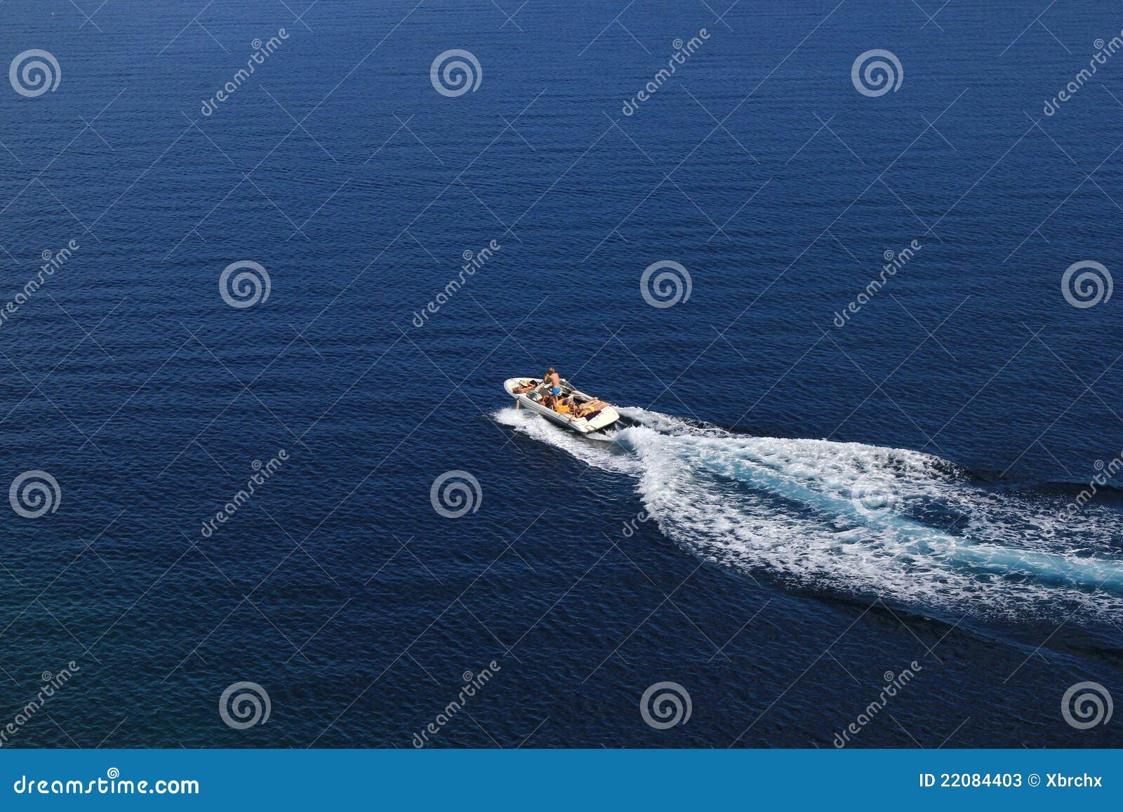 Speed Boat Aerial View on Blue Sea Stock Image - Image of pleasure ...